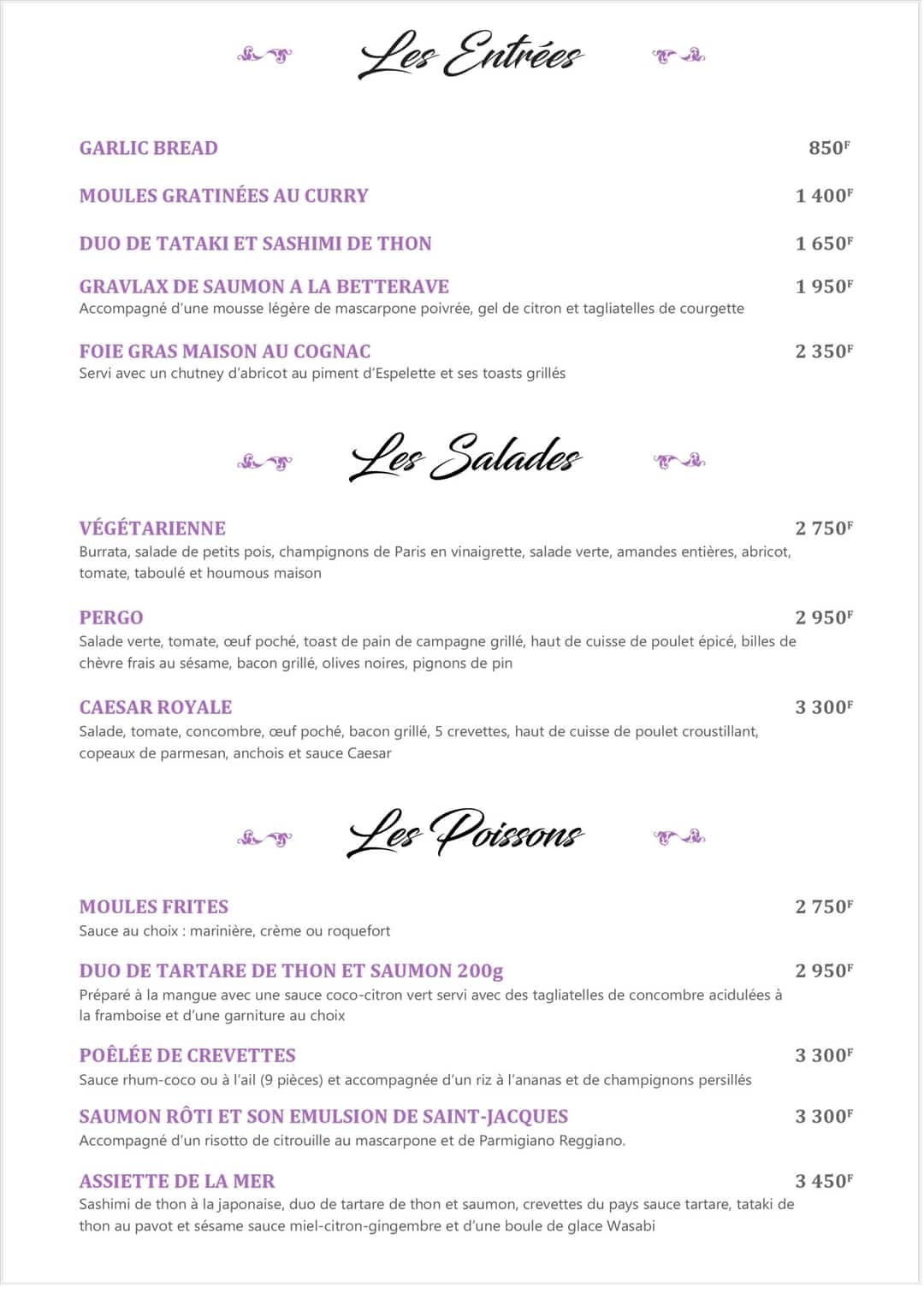 La PERGOLA - Consultez notre menu sur Miam.nc