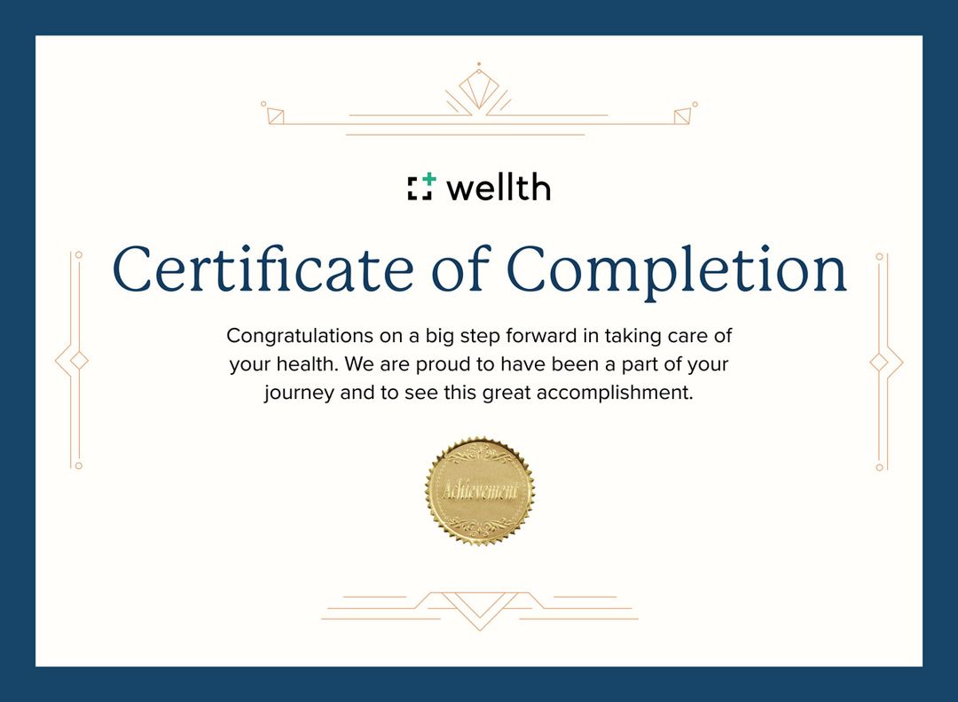 Your Wellth Rewards Certificate of Completion