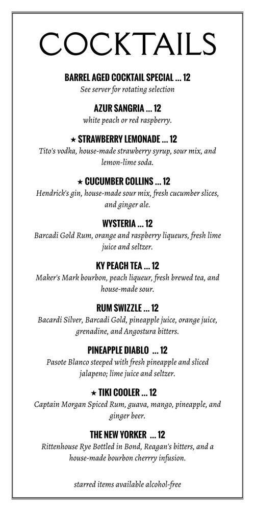 Azur Restaurant & Patio | Cocktails