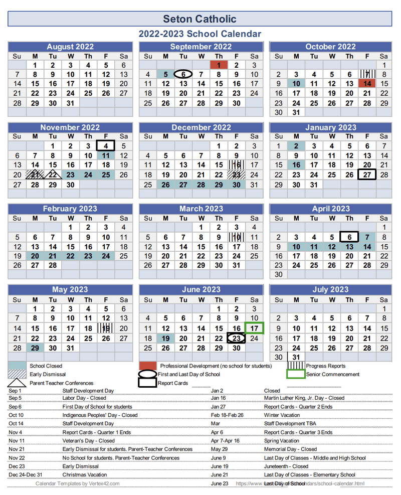 Calendar | Seton Private School in Plattsburgh, NY