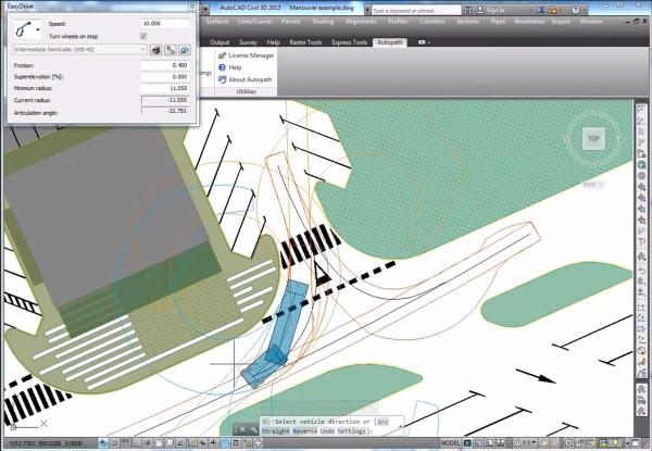 Swept path analysis and vehicle turning simulation software B