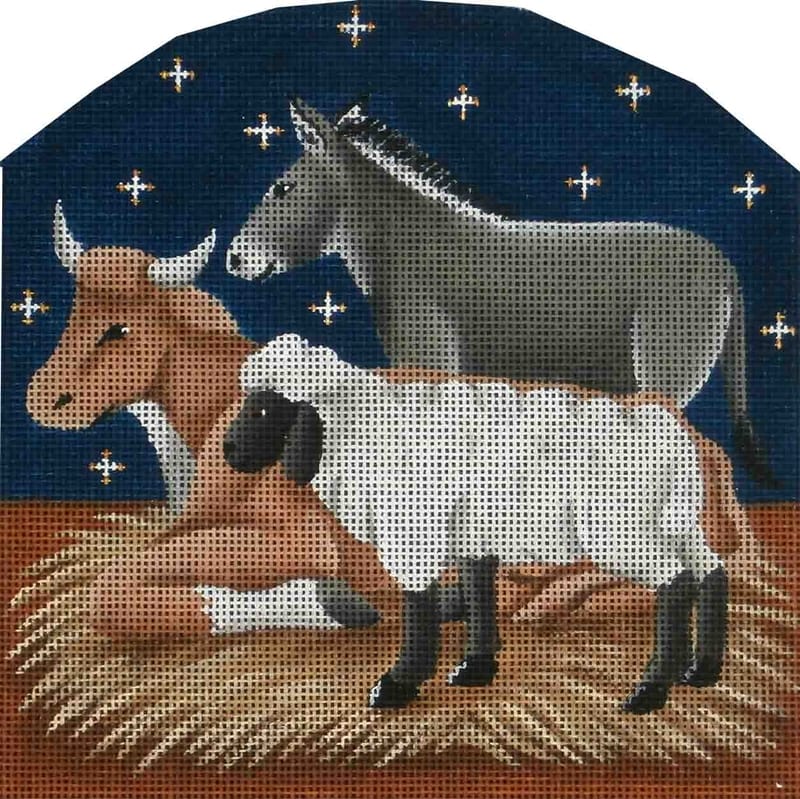 Hand Painted Nativity Needlepoint | Rebecca Wood Designs