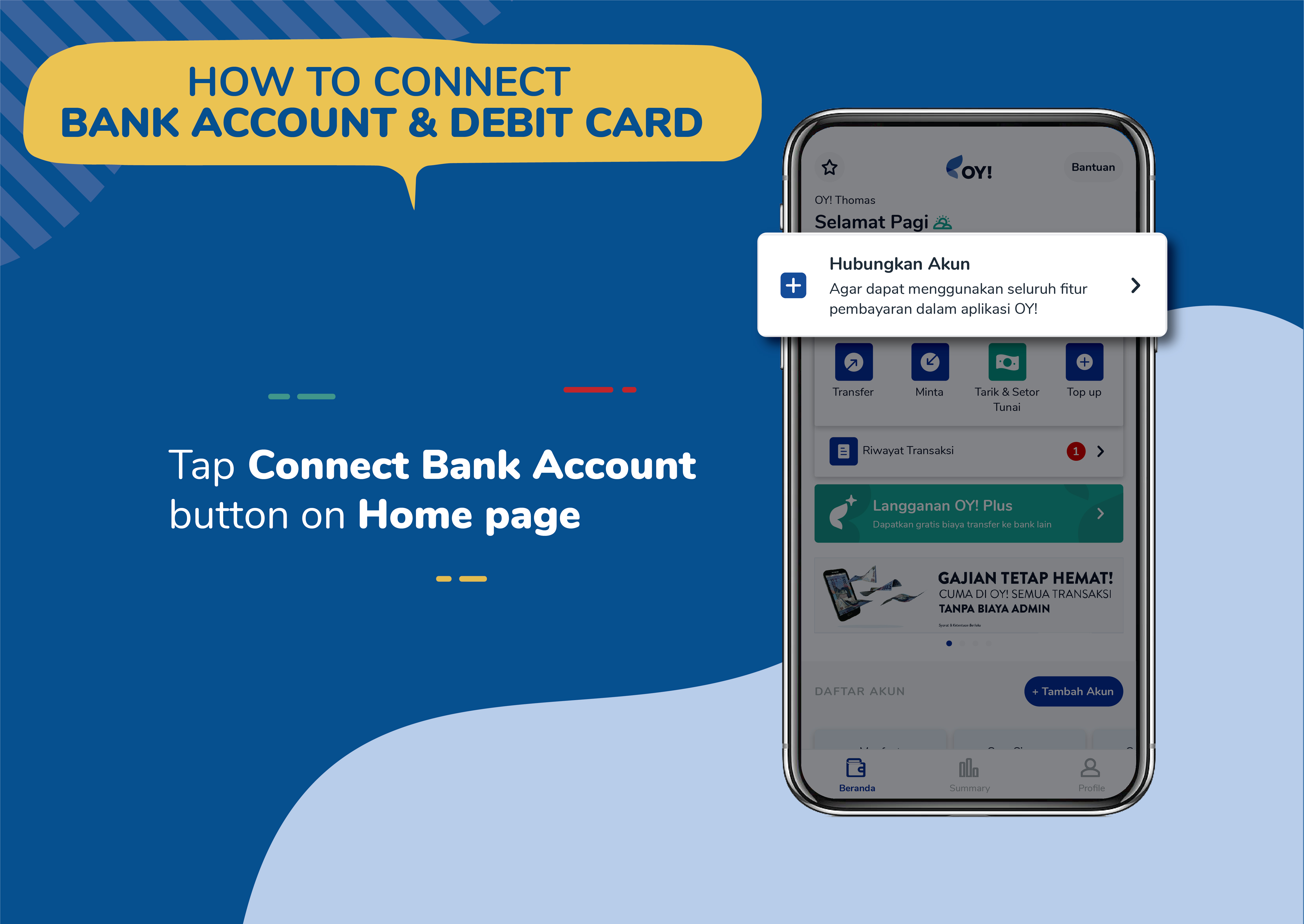 How To Connect Your Bank Account and Debit Card in OY!