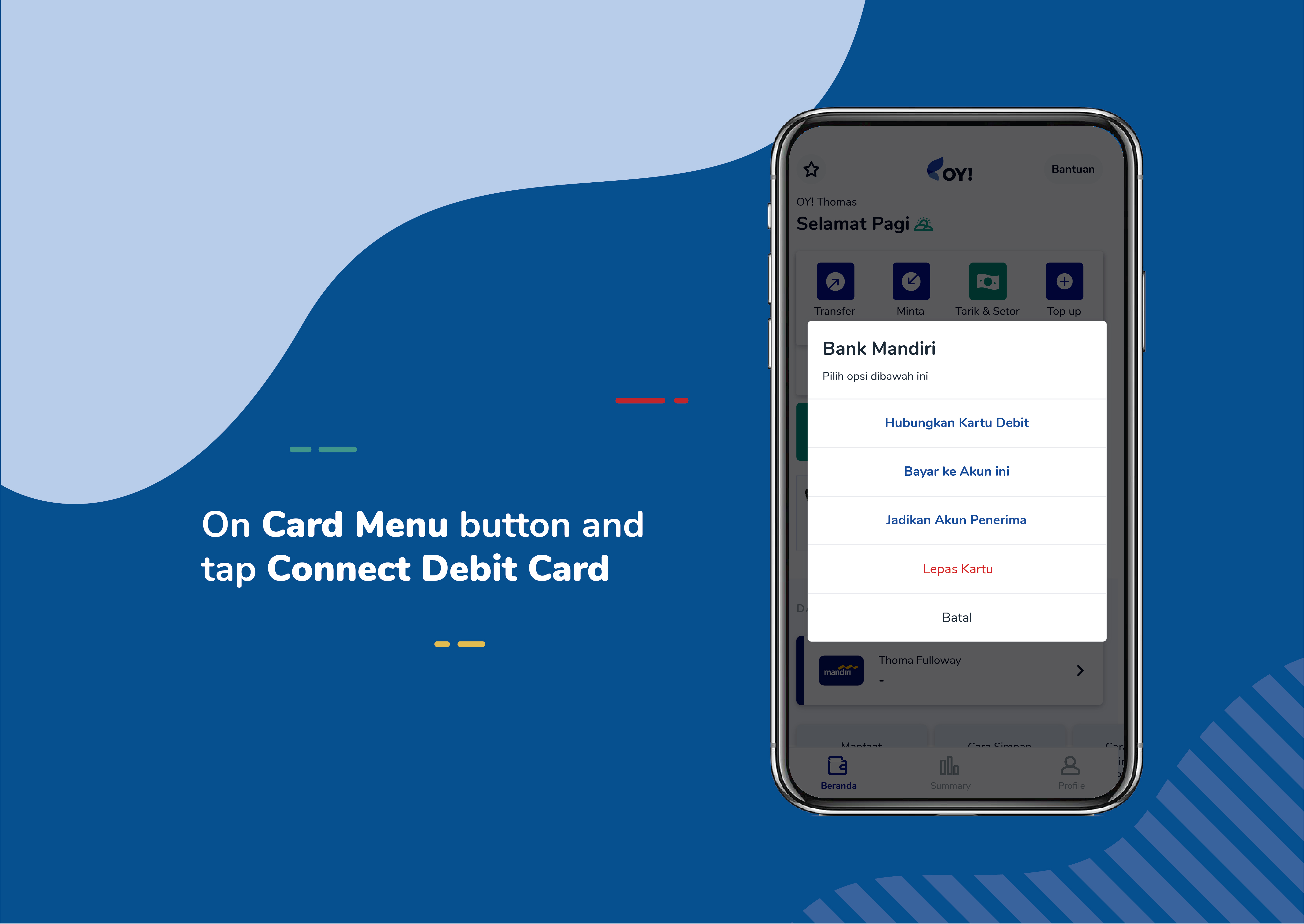 How To Connect Your Bank Account and Debit Card in OY!