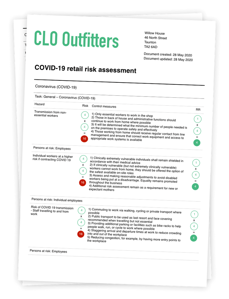 COVID-19 retail risk assessment