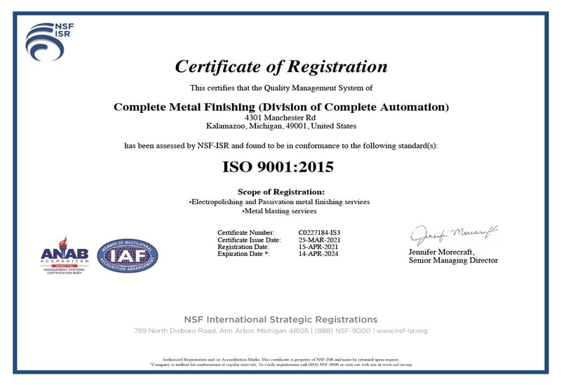 Complete Metal Finishing | Kalamazoo, Michigan