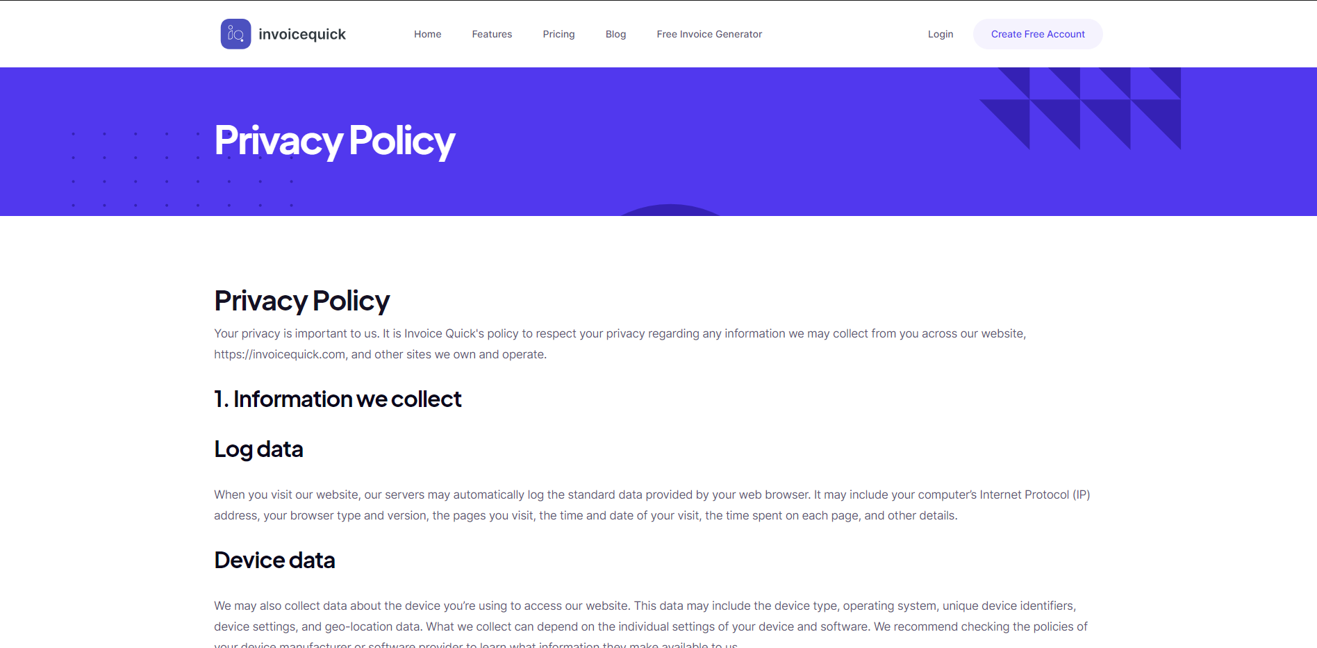 Privacy Policy | InvoiceQuick