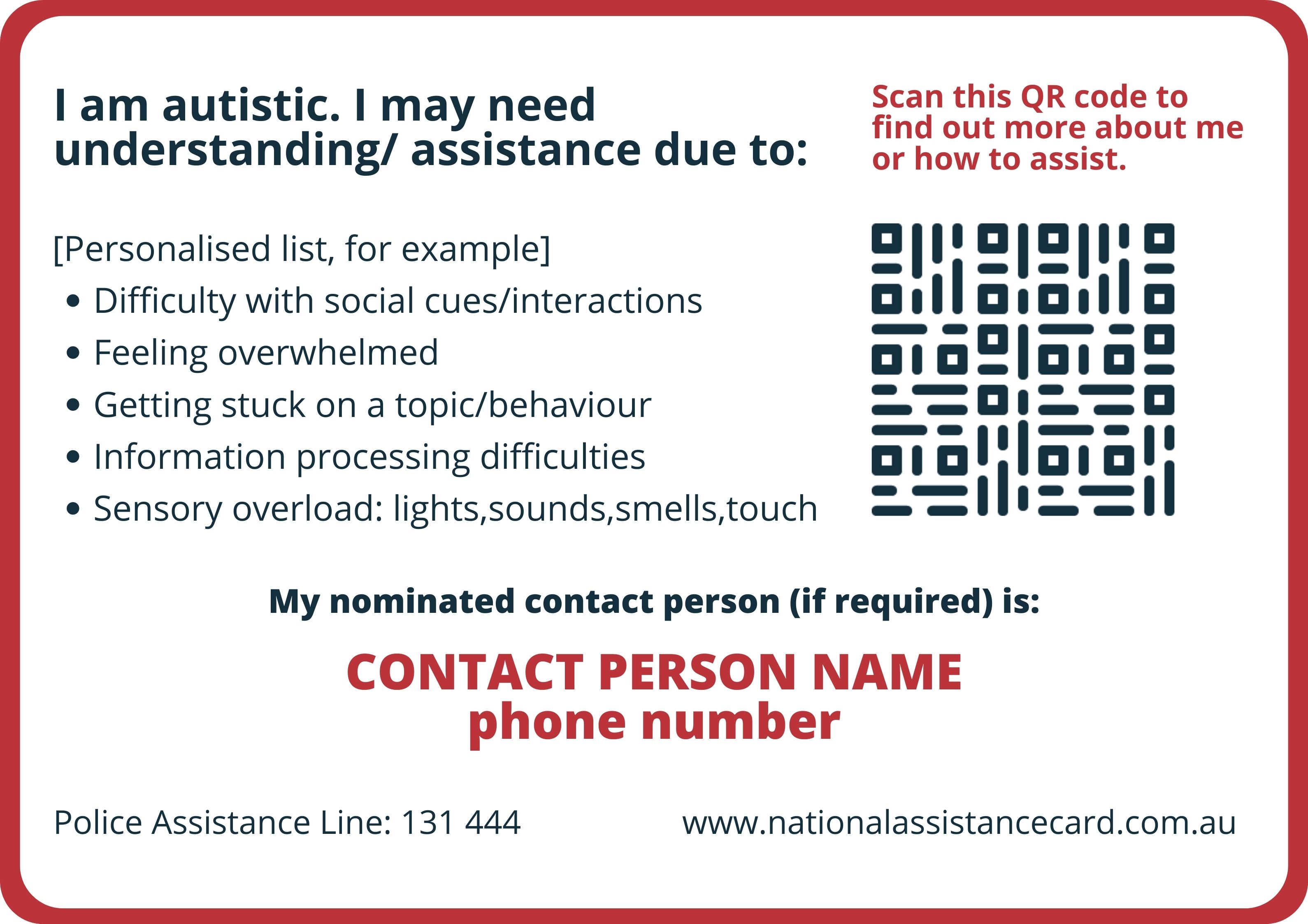 Frequently Asked Questions | National Assistance Card, Australia