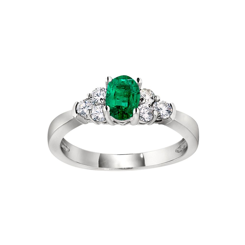Oval Gemstone and Three Stone Diamond Ring | Jabel