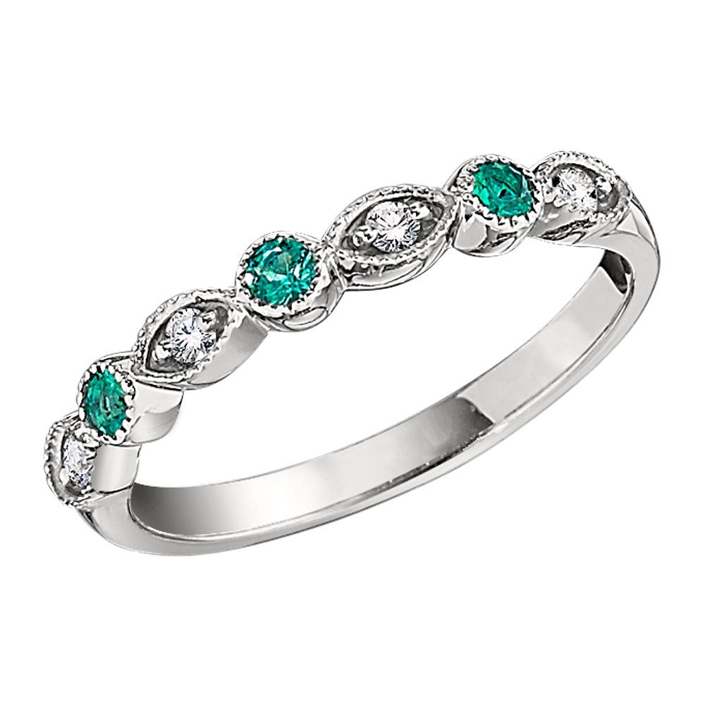 Vintage Style Stackable Gemstone and Diamond Band | Jabel