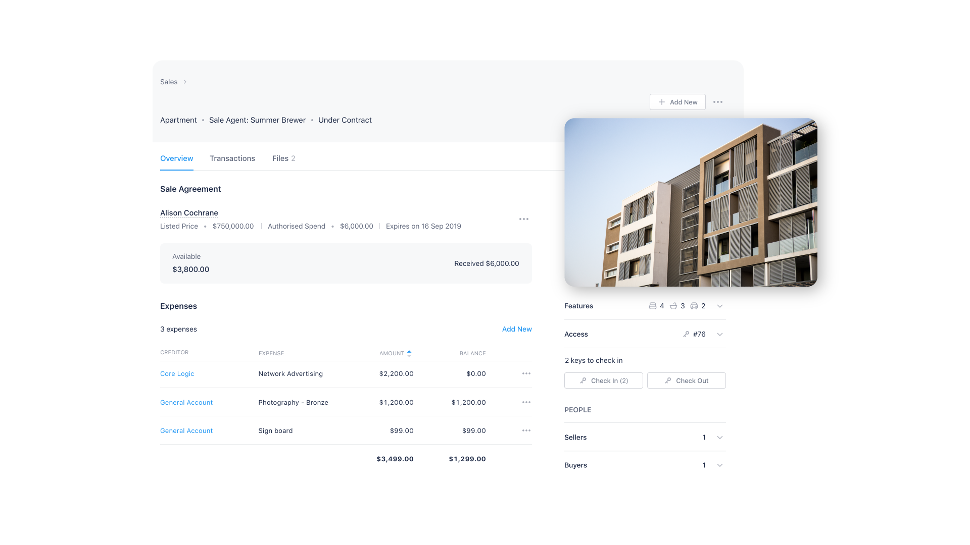 Sales trust accounting for property management