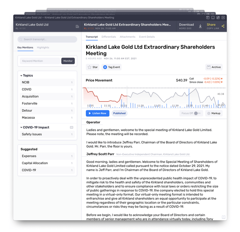 Market Real-Time Transcription Solution