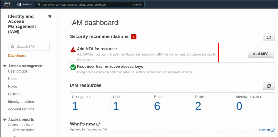How to enable MFA for AWS Root user