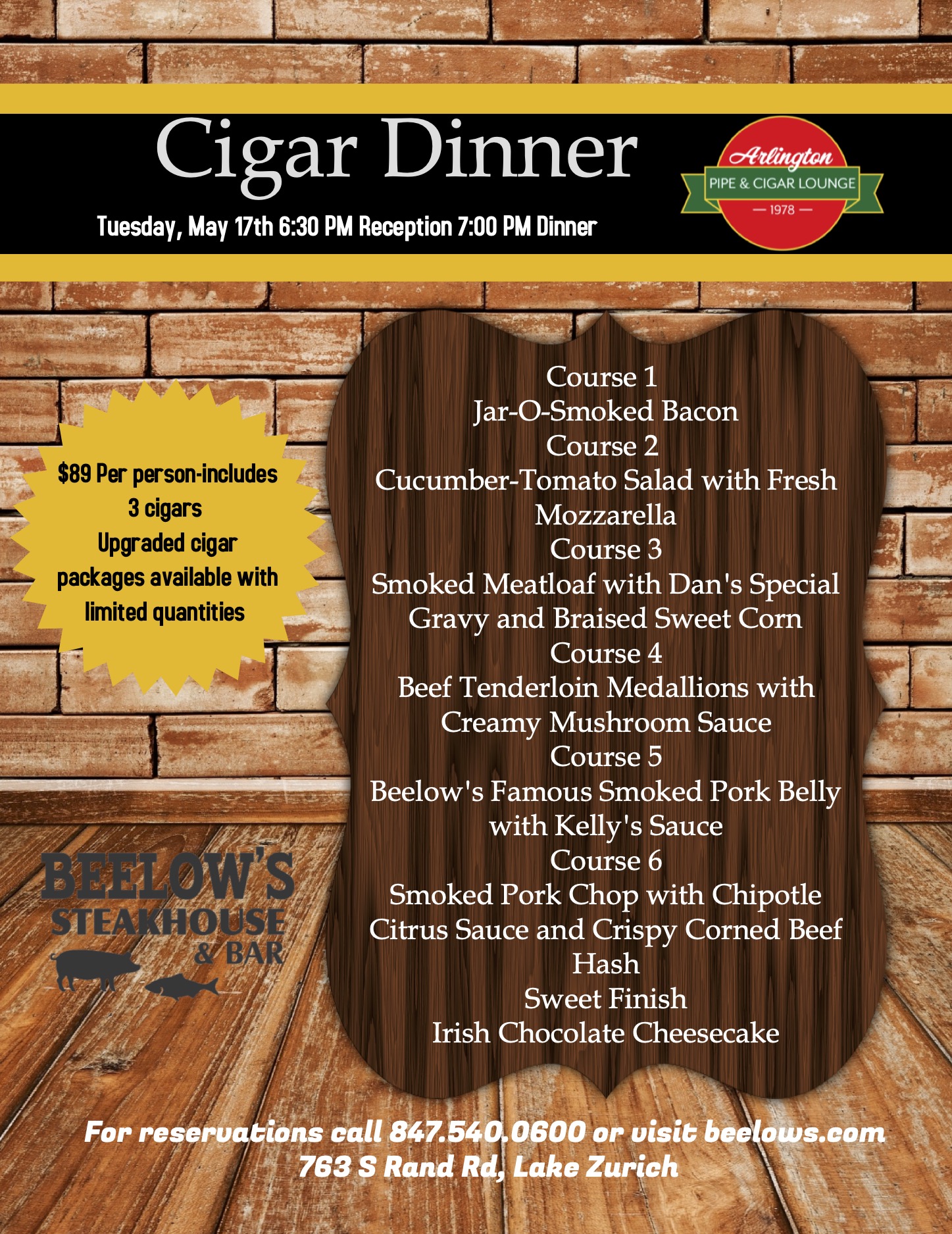 Beelow's Steakhouse Full Event List | Join Us!