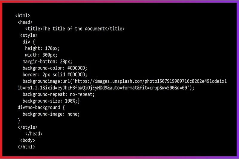 Remove Background Image In HTML