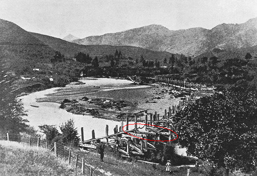 Parawai Booms. Log Barriers in the Kauaeranga River.