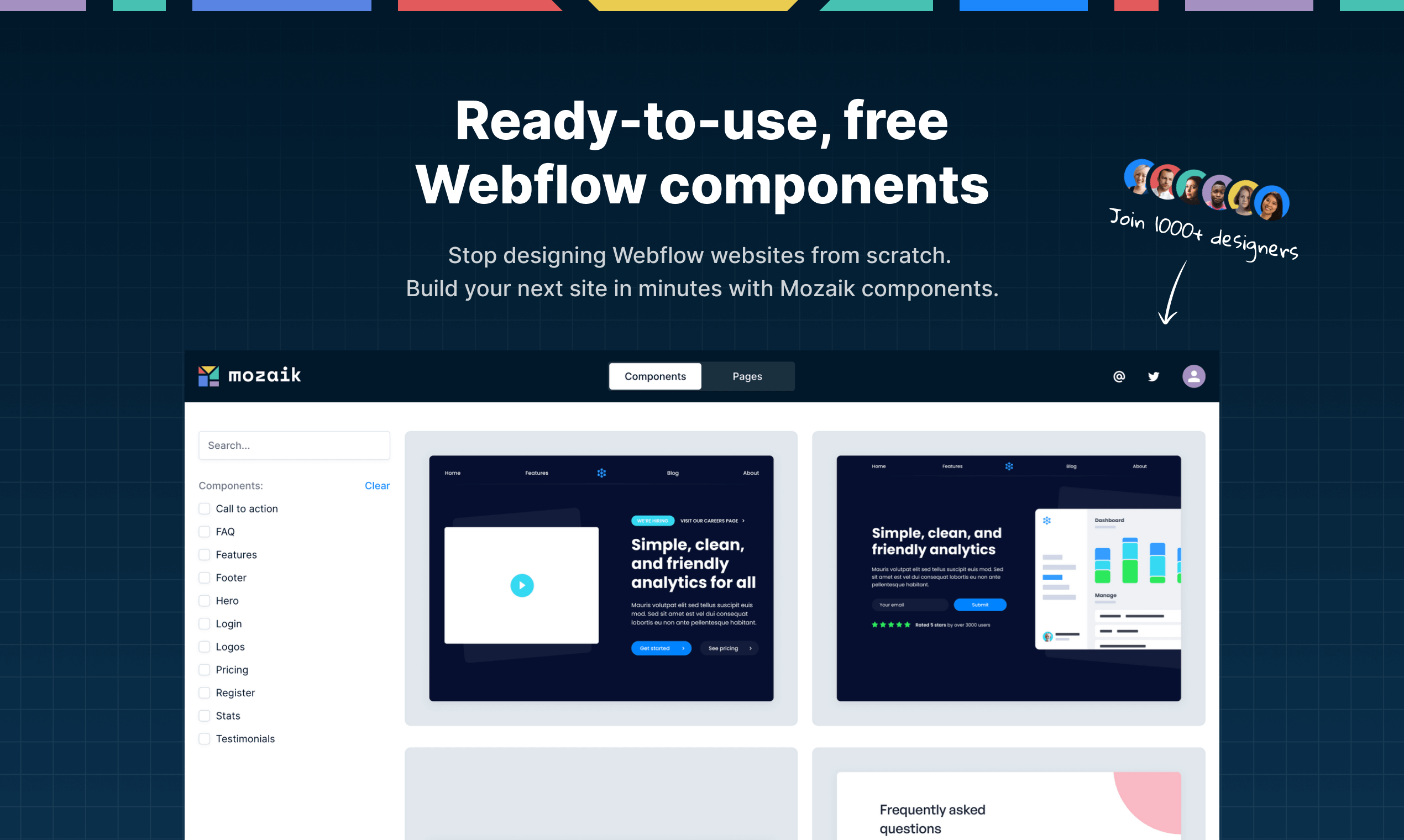 Mozaik | Ready-to-use, free Webflow components