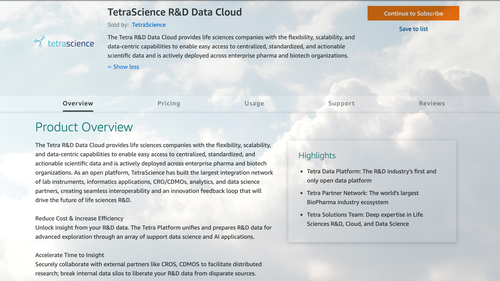TetraScience releases life sciences R&D Data Cloud in AWS Marketplace