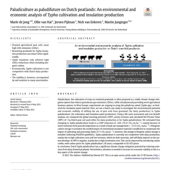 Paludiculture as paludifuture on Dutch peatlands: Typha insulation door ...