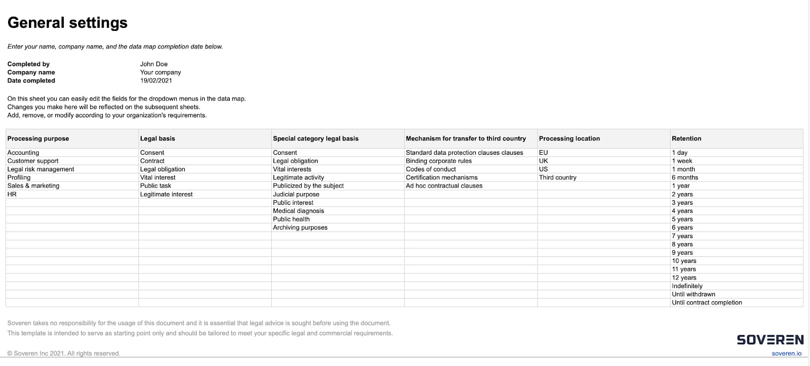Free Data Mapping Template Soveren