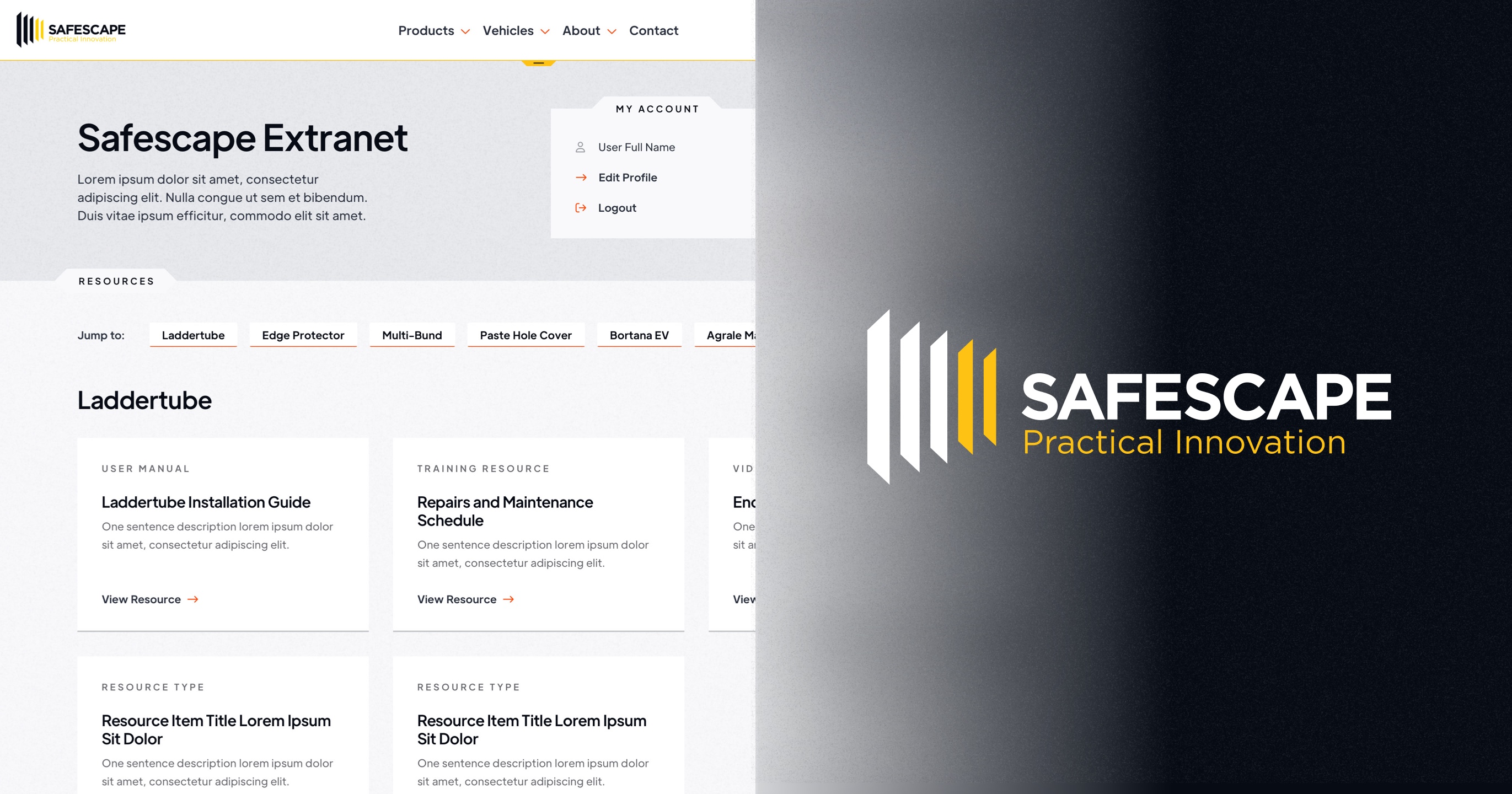 Safescape Secure Extranet Homepage