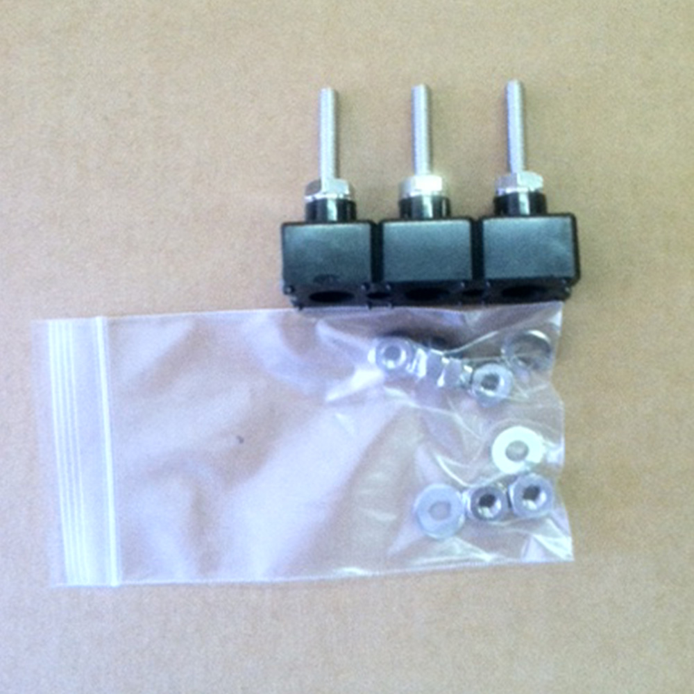 BLOCK TERMINAL 1 X 3 W/FLAT WASHERS, FLAT NUTS, BEVELED WASHERS ...