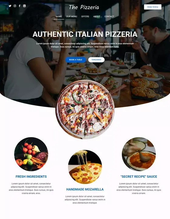 The Pizzeria - New Restaurant Webflow Template - FlowSites