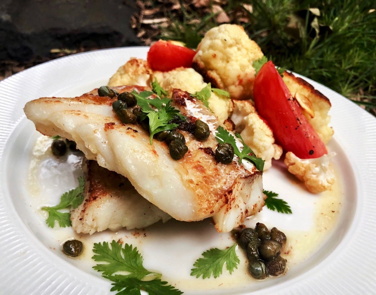 Butter Braised Cod Filet and Almond Roasted Cauliflower - Keto Diet App