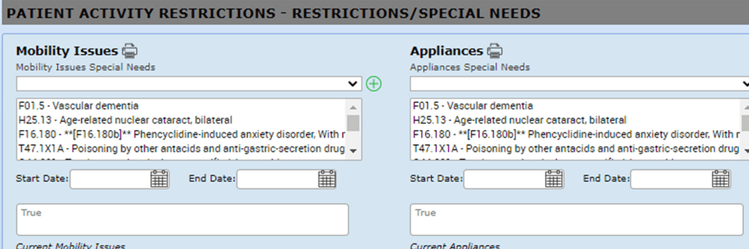 Special Needs & Restrictions | Sapphire Health Features