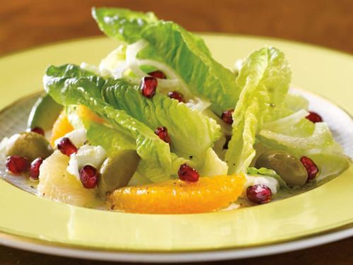 Hearts Of Romaine Salad With Fennel, Citrus, Olives, Avocado And Pom ...