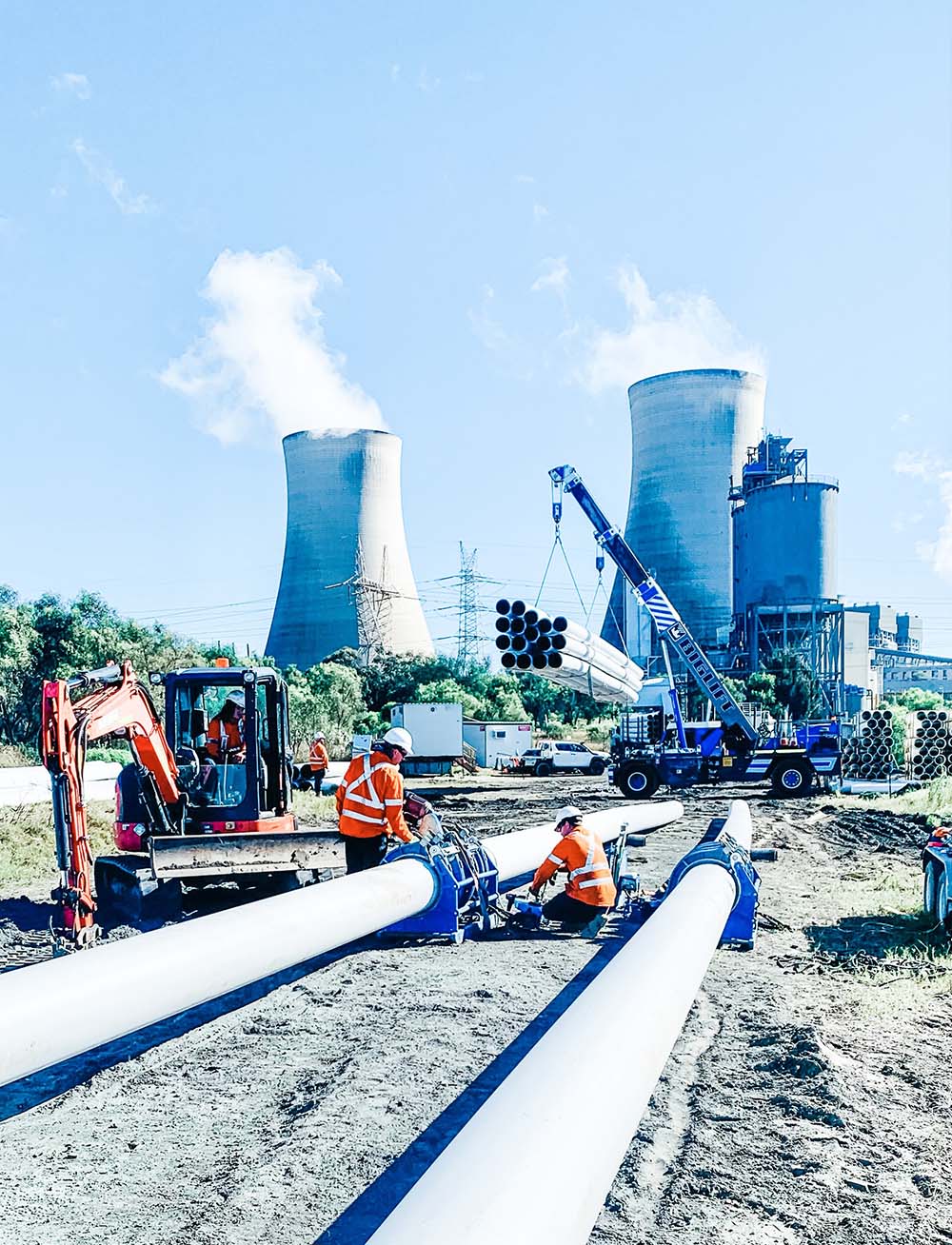 Power station fly ash reticulation system consisting of 10km of large ...