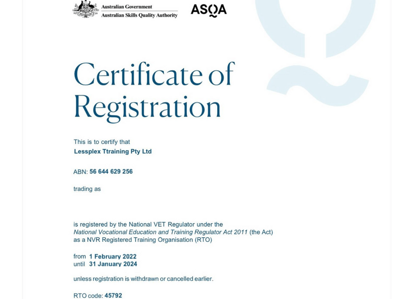 RTO Certificate of Registration - LessPlex News | Tamworth Compliance ...