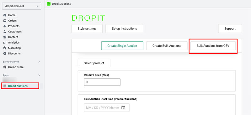 How to install Dropit Auctions on your Shopify store