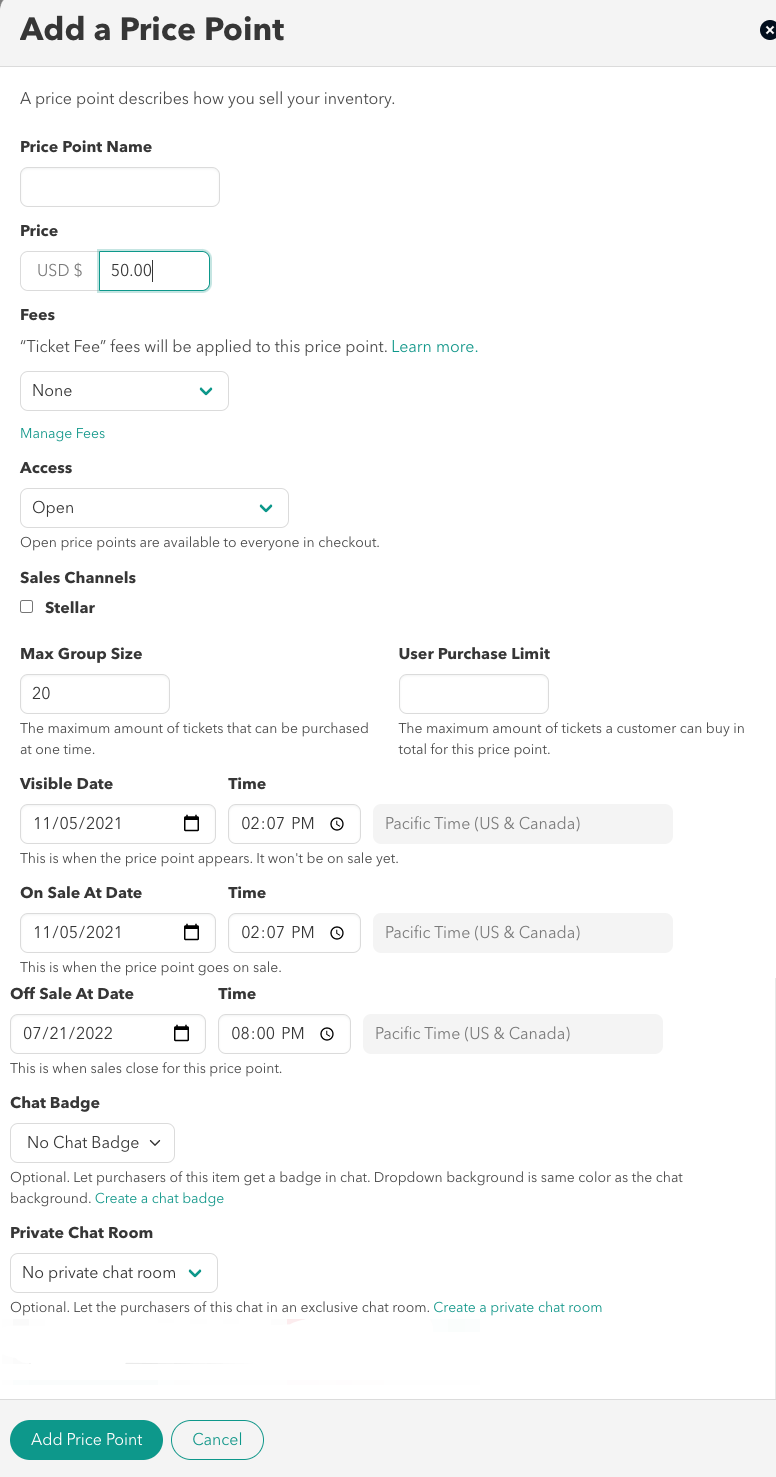 How to Add Price Points