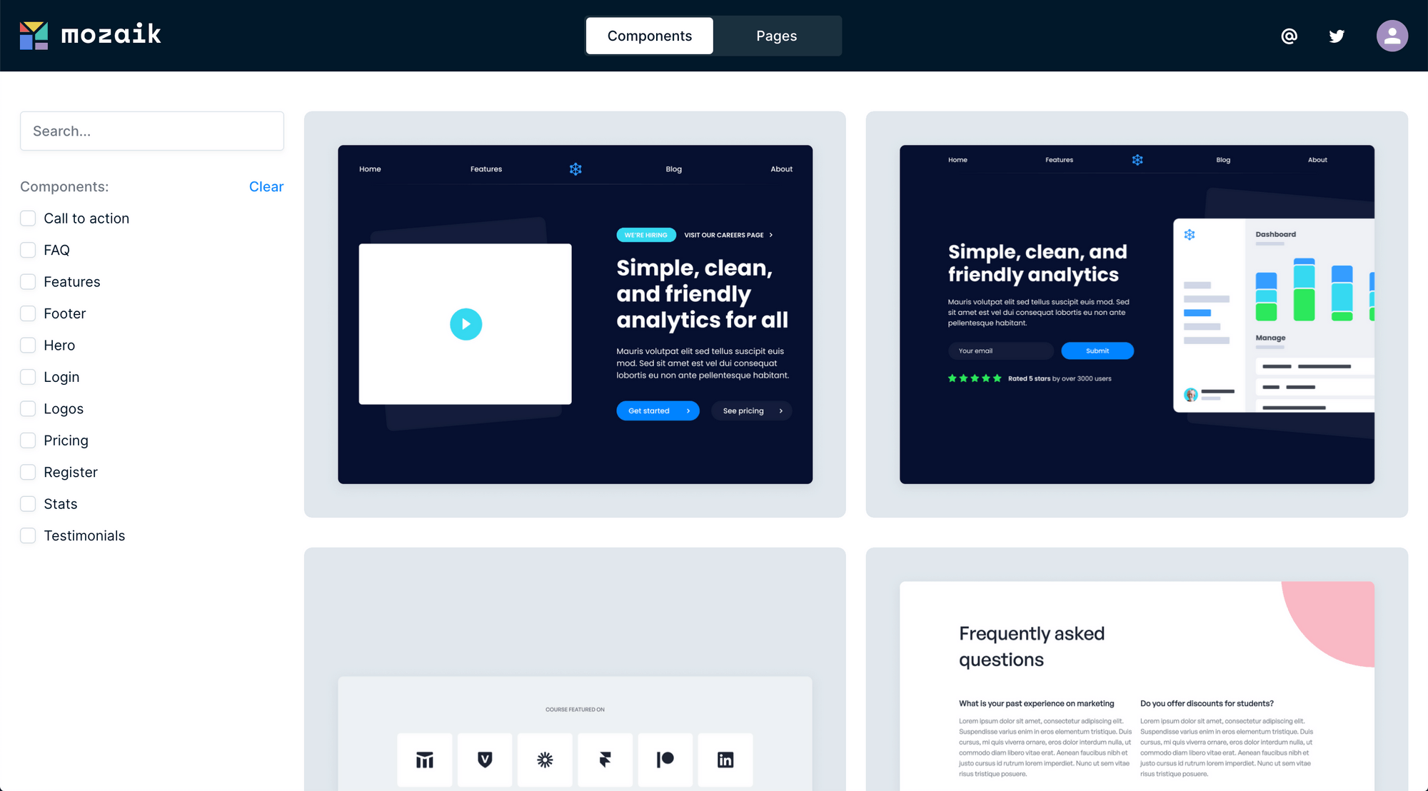 Mozaik | Ready-to-use, free Webflow components