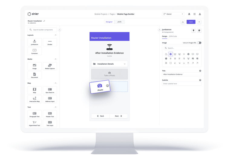 Zinier | No-code customizable field service software