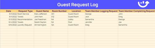 Hotel Guest Request Log | Free Tools by Xenia
