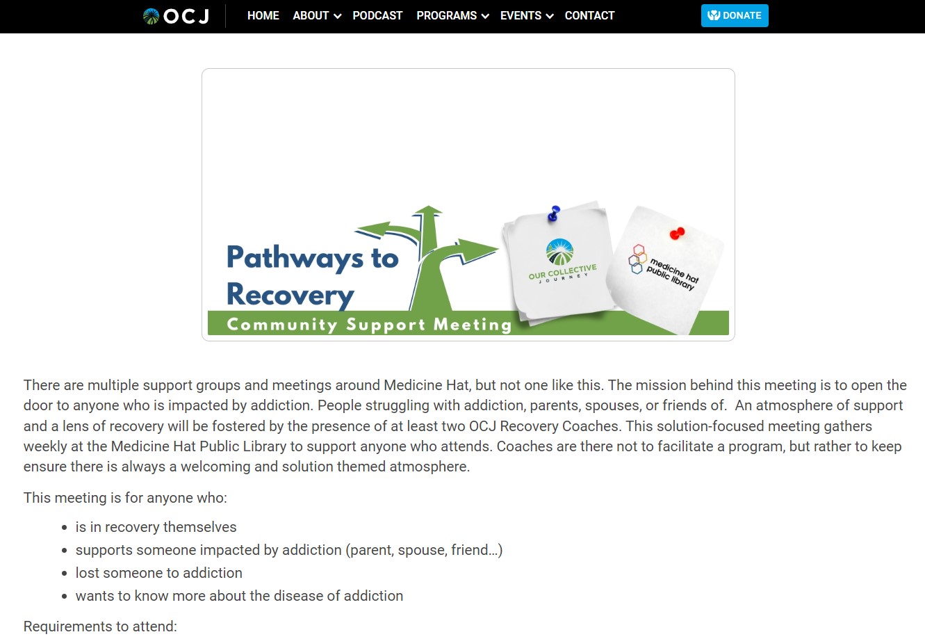 Pathways To Recovery Community Support Meeting