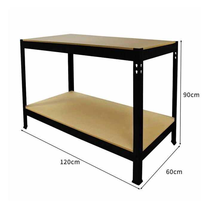 120cm Heavy Duty MDF 2 Tier Workbench Unit Black WB12K