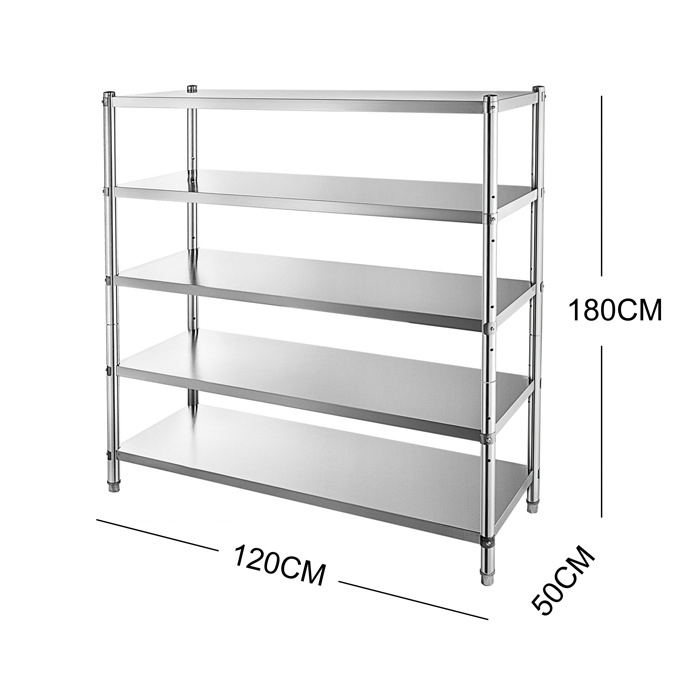 120cm Stainless Steel Metal 5 Tier Shelf Kitchen Bar Freezer Storage ...