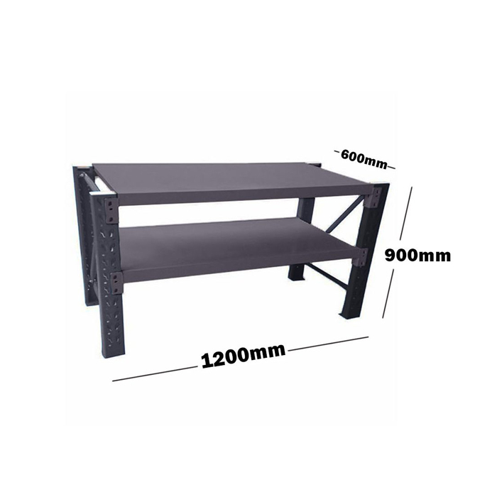 1.2M Heavy Duty Metal 2 Tier Workbench Unit Charcoal 6912K