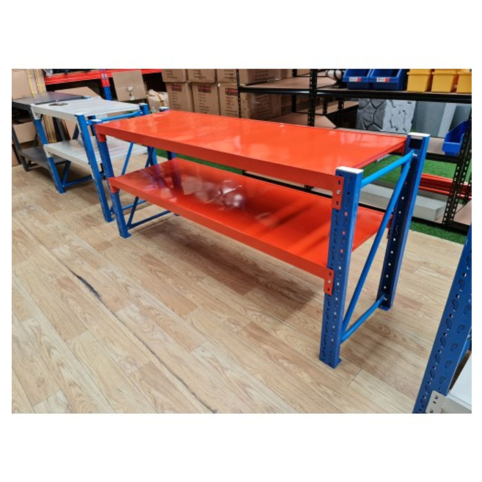 2M Heavy Duty Metal 2 Tier Workbench Unit Blue & Orange 6920BO