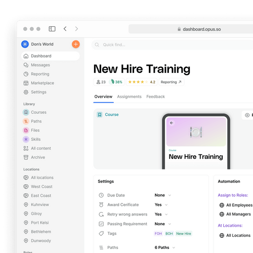 Opus → Engage your Frontline