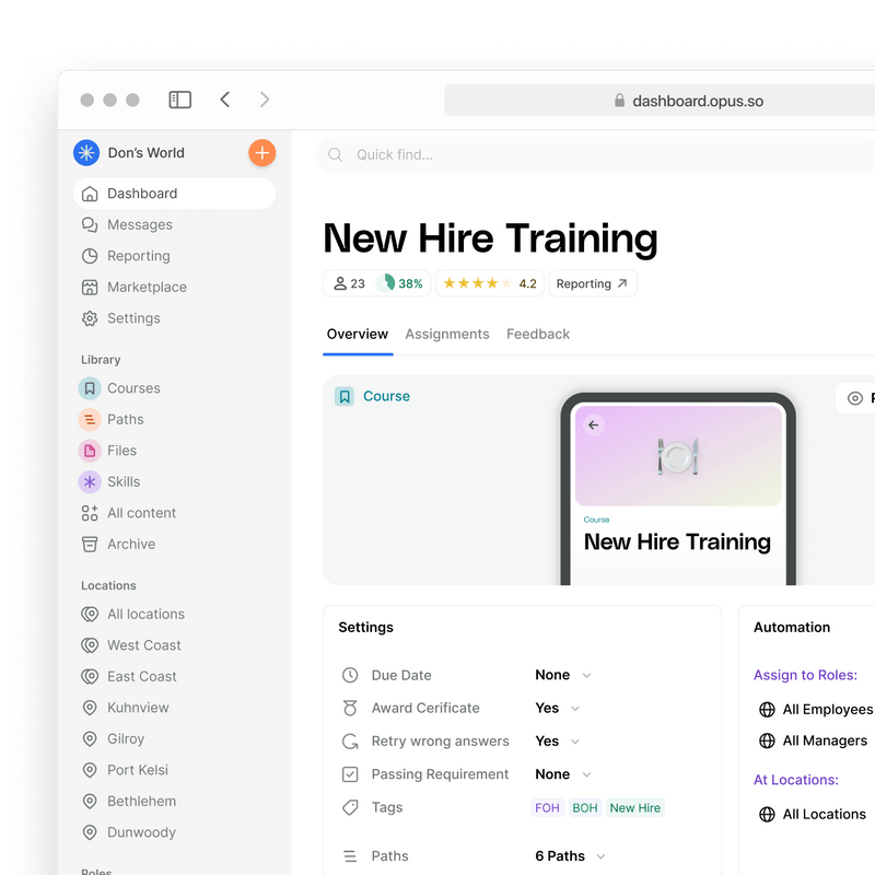 Opus → Engage your Frontline