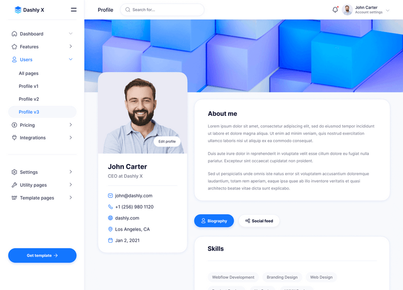 Dashly X - Webflow Ecommerce website template
