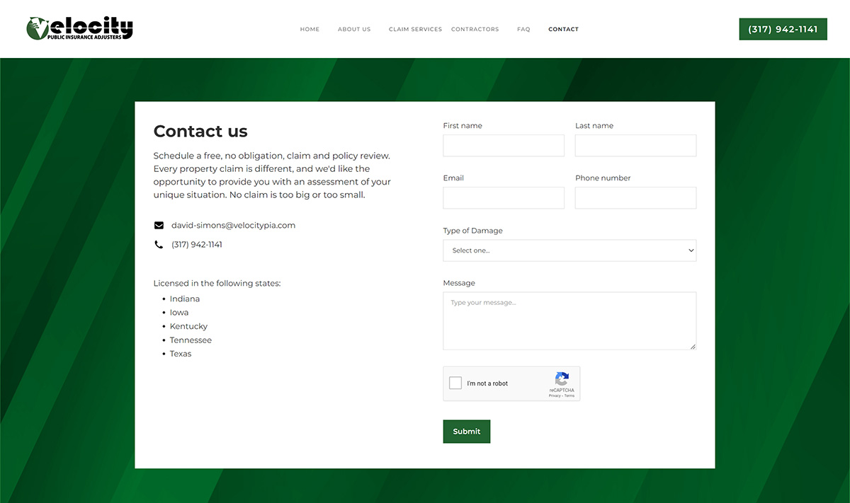 Contact Us | Velocity Public Insurance Adjusters