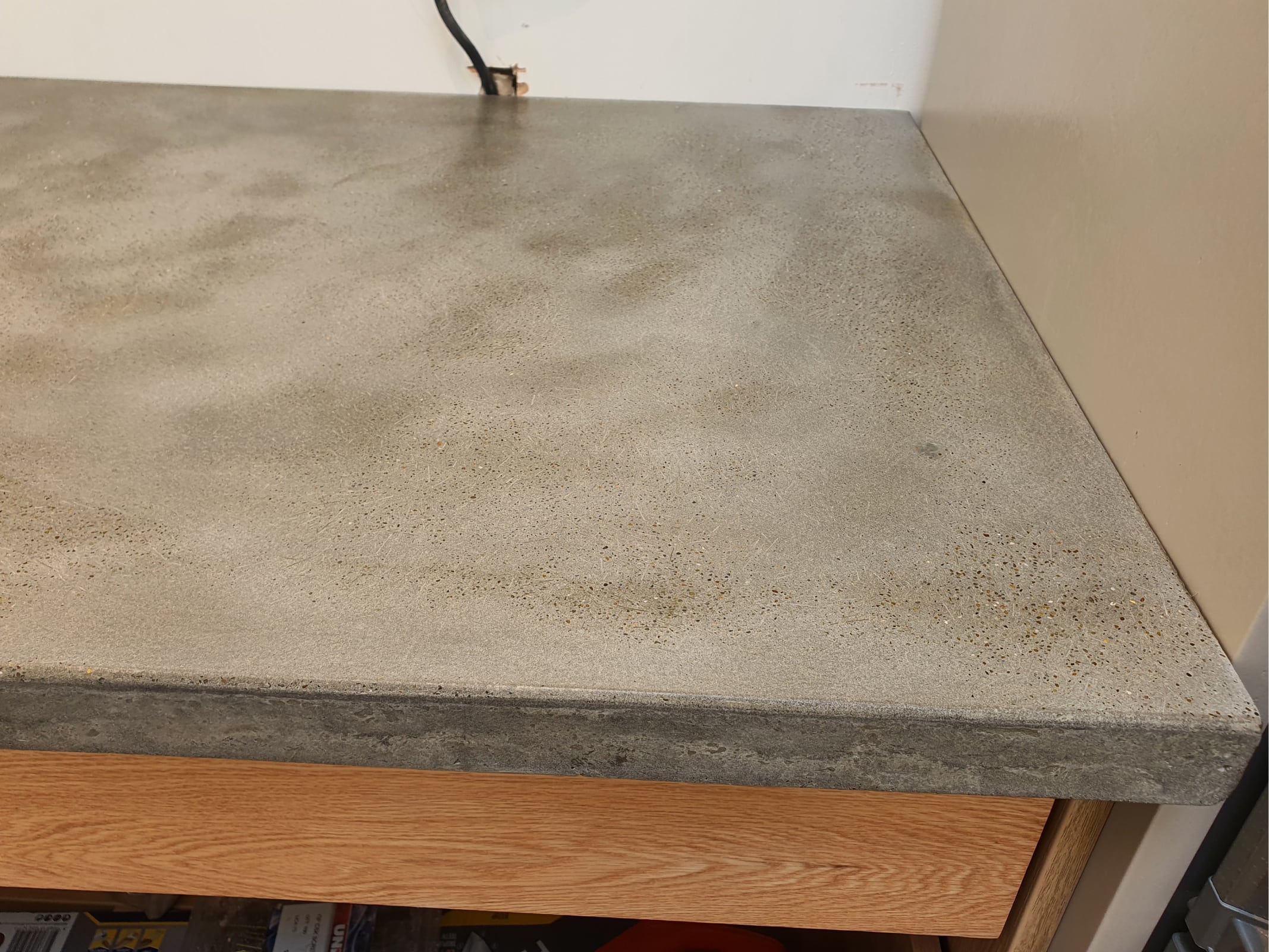 Bespoke kitchen worktops - cement grey with aggregateLondon