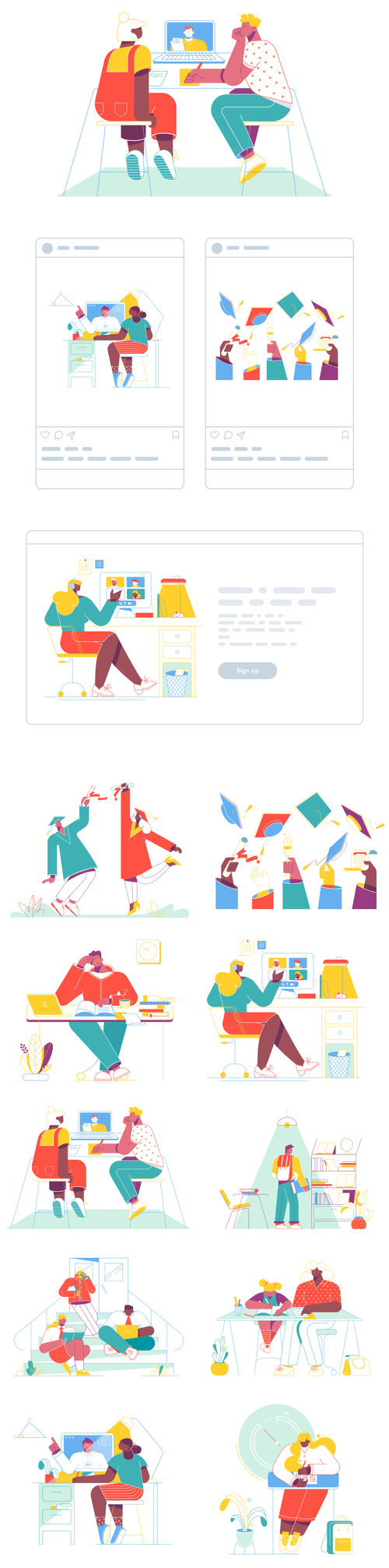 Education & Remote Learning Illustrations | DrawKit - Beautiful vector ...