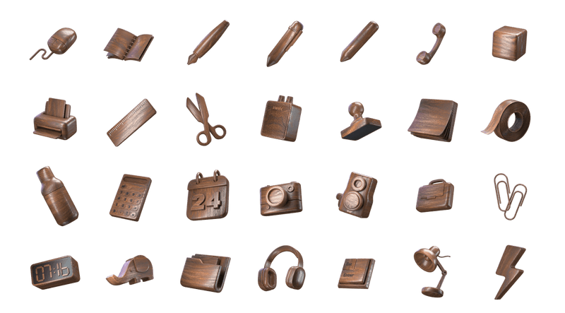 3D Wooden Icons | DrawKit - Beautiful vector illustrations