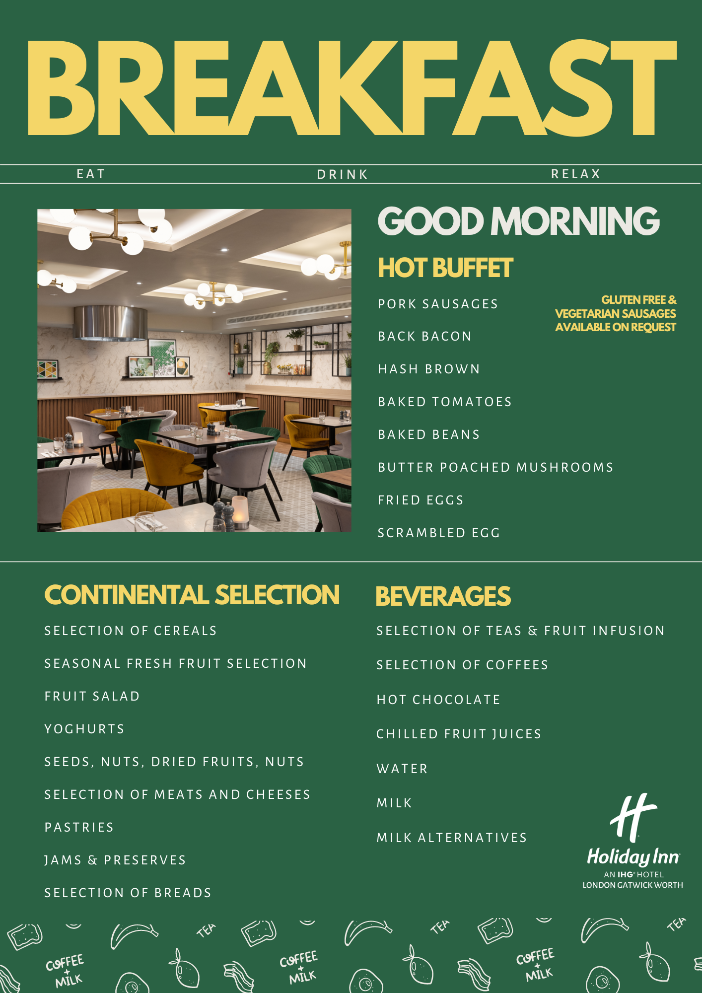 Meadow - Kitchen | Bar | Terrace - Holiday Inn Gatwick Worth